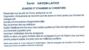 Sarah Hayem-Laiter, candidate aux élections du Consistoire de Paris ...