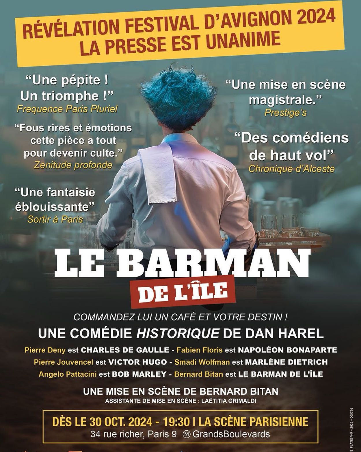 Au théâtre: "Le Barman de l'ïle", une pièce de Dan Harel et Bernard ...