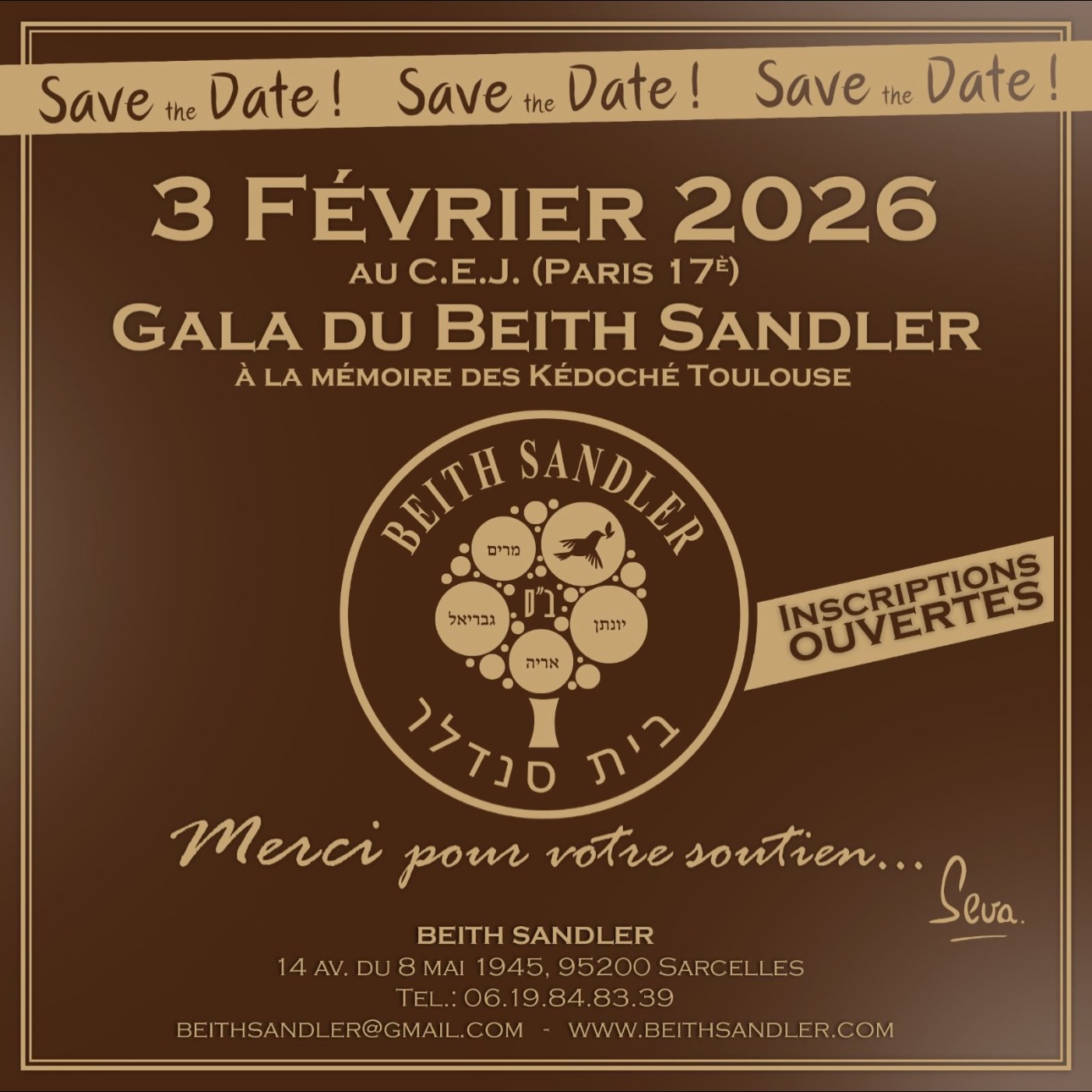 Le 3 février 2026, il faut être là. Au Gala d'Eva Sandler en mémoire ...