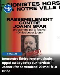Soutien inconditionnel à Joann Sfar - Tribune Juive